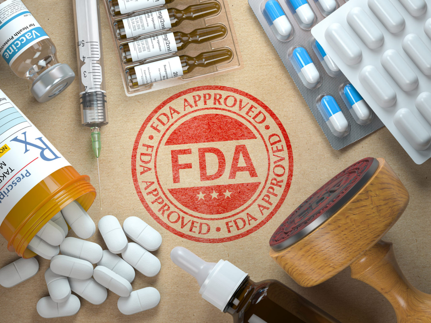 FDA approved concept. Rubber stamp with FDA and medicine. | PAAS National