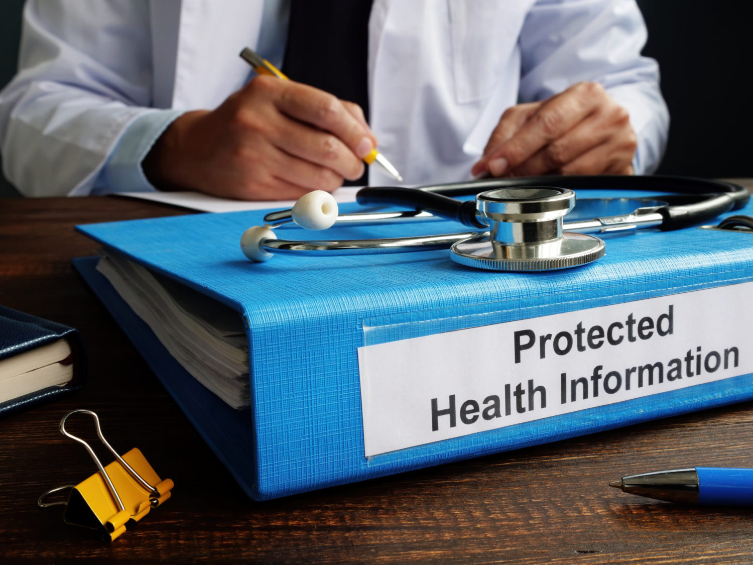 Folder with protected health information PHI as part of HIPAA rules ...