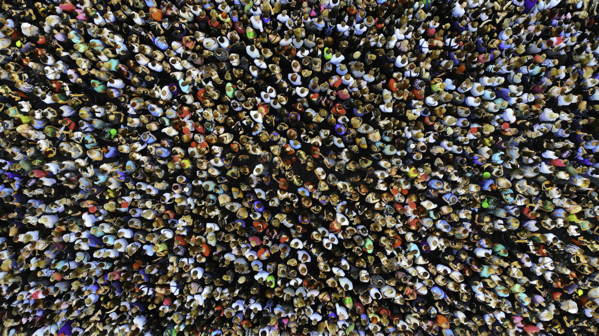 Big crowd of people. People gathered together in one place. Top view ...